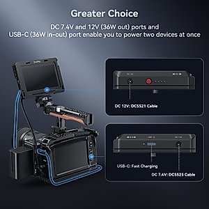 SmallRig NP-F Battery Adapter Mount Plate with LP-E6NH Dummy Battery, for Canon EOS R5/R5C and BMPCC 4K/6K, with USB-C Port and Dual DC Outputs Compatible with NP-F970, NP-F550, NP-F770-4340