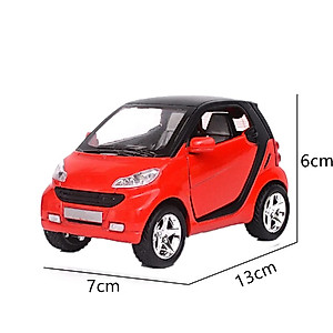 NC Red Pull Back Car Diecast Car Model Collectible Toy Scale 1/32 for Smart Fortwo