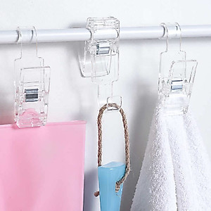 Tinkeep Large Laundry Hook Clothes pins 4pcs Sock Clip Laundry Clips with Springs, Strong Plastic Clothes Drying Line Pegsfor Home Kitchen Outdoor Trip (4)