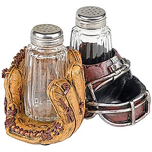 Excello Global Products Baseball & Football Sports Salt and Pepper Shaker Set: Unique Vintage Kitchen Decor includes Glass Salt & Pepper Shakers with Stainless Steel Lids