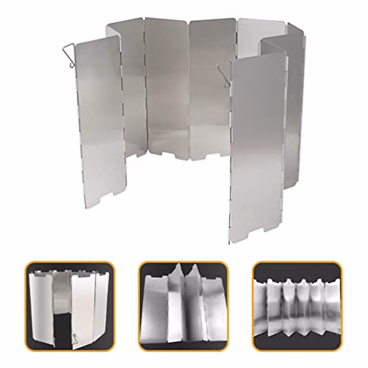 VANZACK Camping Stove Portable Bbq Portable Bbq 16 Sheets of Creative Windscreen Burner Windshield Foldable Windproof BBQ Windscreen with Bag Portable Burner Portable Burner Portable Stove