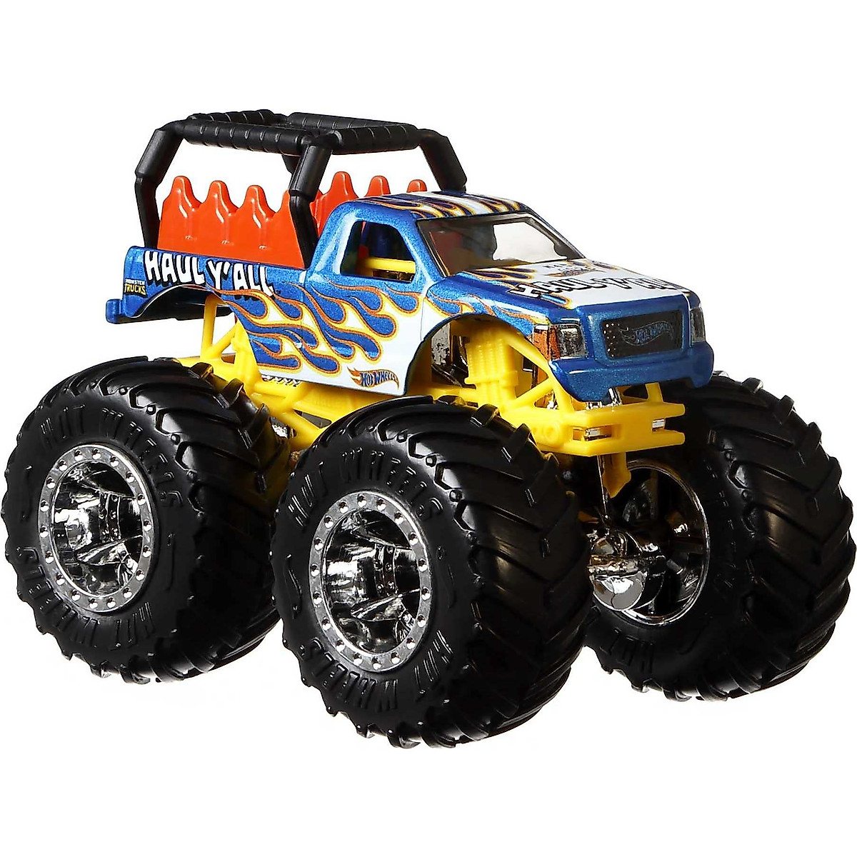 Hot Wheels Monster Trucks 4-Pack, 1:64 Scale Set of 4 Toy Vehicles with Giant Wheels for Kids & Collectors (Styles May Vary)