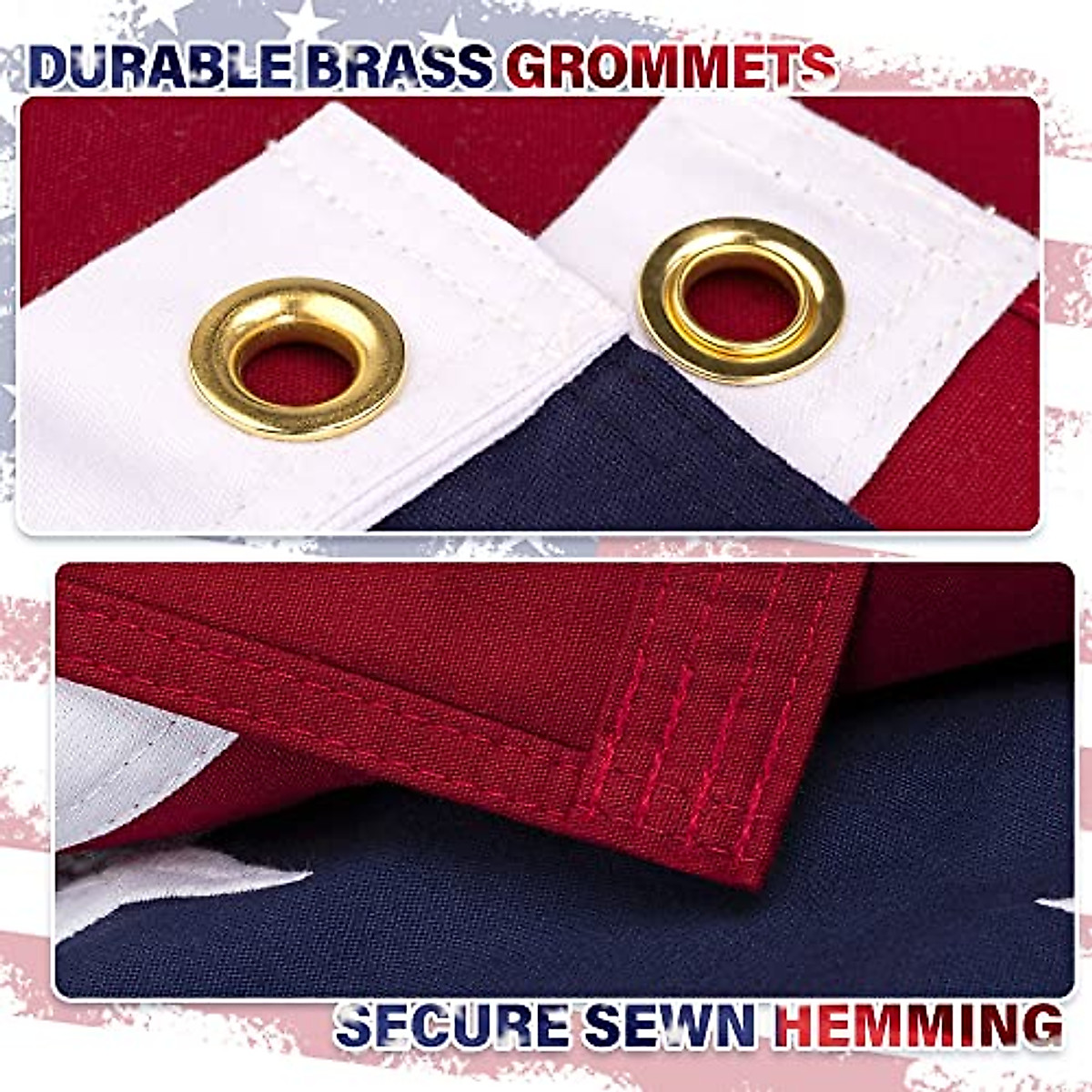American Flag 3x5 ft 100% Cotton Made, Heavy Duty US Flag USA with Embroidered Stars, Sewn Stripes, Durable United States Flags Indoor House Flags