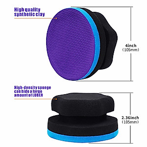 WEST HORSE Synthetic Clay, 2-Pack Hand Clay Bar Pad for Car Auto Detailing, Cleansing, Paint Surface Prep Tool for Waxing & Polishing (Blue Purple)