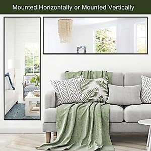 NicBex Full Length Mirror, 64" x 21" Alloy Free-Standing Mirror as Floor Mirror Wall Mounted Mirror Large Mirror for Living Room/Bedroom/Dressing Room/Dorm Room, Black, with Stand