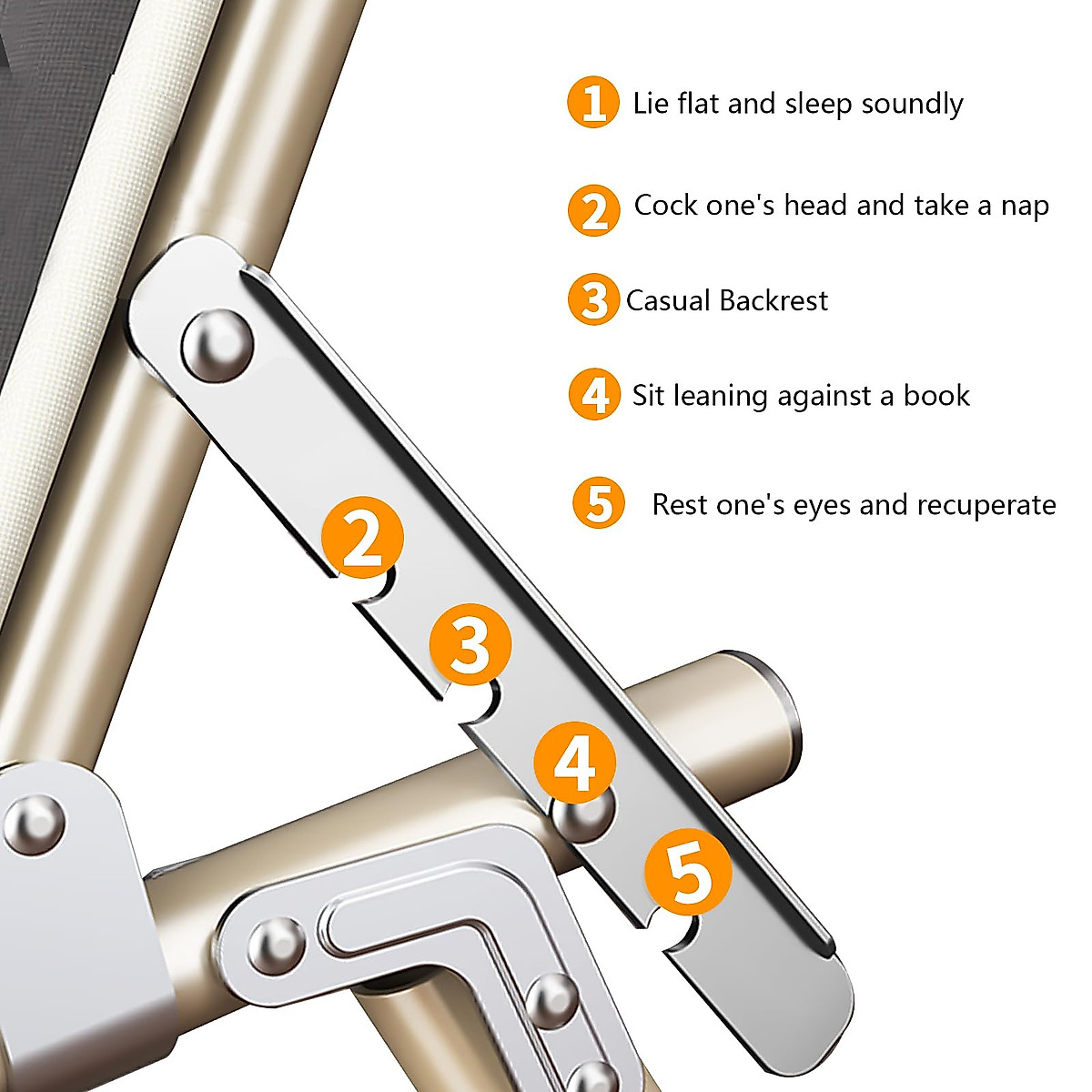 PYJJZU 4-Fold Widen Patio Chaise Lounge Chair, 4-Fold Patio Lounge Chair with Pillow, Portable Sun Lounger Recliner for Beach, Home, Backyard, Outdoor, Patio, Pool, Camping