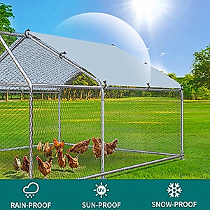 YITAHOME Large Metal Chicken Coop Walk-in Poultry Cage Hen Run House Duck House Rabbits Habitat Cage Spire Shaped Coop with Waterproof and Anti-Ultraviolet Cover for Outdoor Back Yard Farm Use-2 Cages