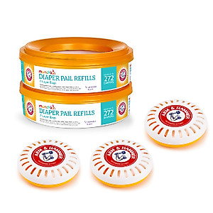 Munchkin® Arm & Hammer Diaper Pail Refill Rings, 544 Count, 2pk (272 Count Each) and 3pk Puck Baking Soda Cartridge