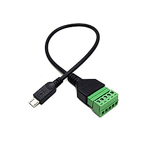 Poyiccot Micro USB Screw Terminal Block Connector, Micro USB Male to 5 Pin/Way Female Bolt Screw Shield terminals Pluggable Type Adapter Connector Cable 30cm(Micro USB Male)