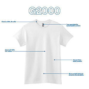 Gildan Adult Ultra Cotton T-Shirt, Style G2000, Multipack, White (2-Pack), X-Large