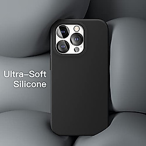 JETech 3 in 1 Silicone Case for iPhone 14 Pro 6.1-Inch, with 2-Pack Screen Protector and 2-Pack Camera Lens Protector, Full Coverage Tempered Glass Film, Shockproof Phone Cover (Black)