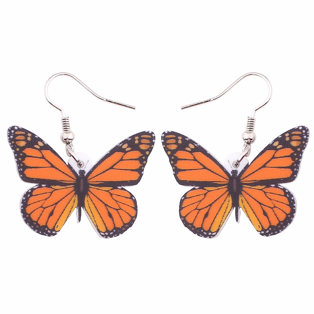 Bonsny Drop Dangle Big Monarch Butterfly Earrings Fashion Insect Jewelry For Women Gifts (Orange)