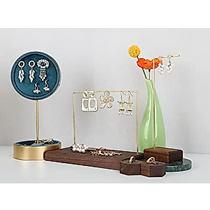 GemeShou 6pcs Wood Jewelry Ring Storage organizers, Hexagon Retail ring display slot stand, Small walnut Jewelry ring holder tray for Girl Woman Room Decoration【Walnut - Hexagon 6pcs】