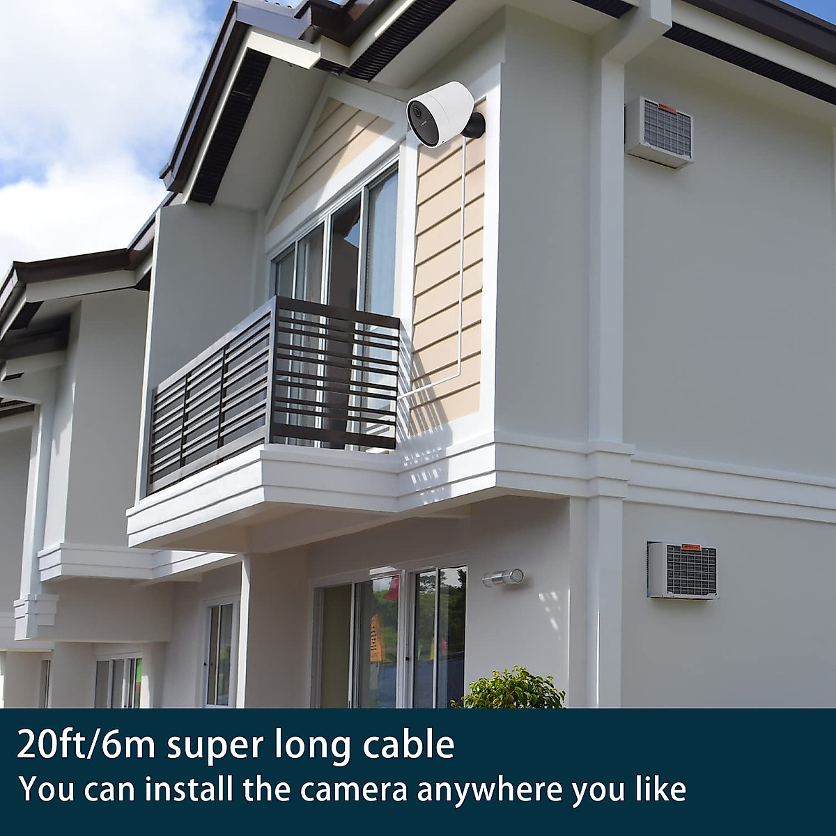 iTODOS 2 Pack 20ft/6m Power Cable and Adapter Compatible with SimpliSafe Wireless Outdoor Security Camera, Weatherproof Outdoor, Flat Charging Cable for SimpliSafe Outdoor Camera - White