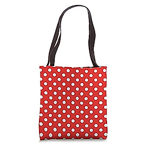 Small Polka Dot Pattern in White on Red AEV479 Tote Bag