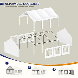 PHI VILLA 20'x16' Outdoor Heavy Duty Party Tent Large Commercial Canopy Wedding Event Shelter with Removable Sidewalls & 3 Storage Bags for Patio Outdoor Garden Events, White
