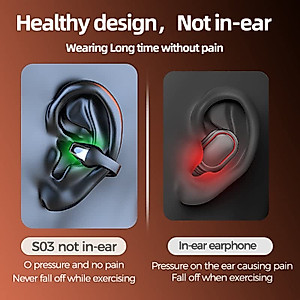 Wireless Ear Clip Bone Conduction Headphones Bluetooth, with LED Intelligent Display Open Ear Headphones Wireless Bluetooth, Open Ear Bone Conduction Earbuds for Gym Running Sports Workout (Black)