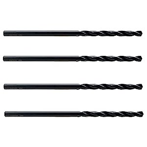 MAXTOOL 1/4"x6" 4pcs Identical Aircraft Extension Drills HSS M2 Extra Long Deep Twist Drill Bits Straight Shank Fully Ground Black; ACF02B06R16P4