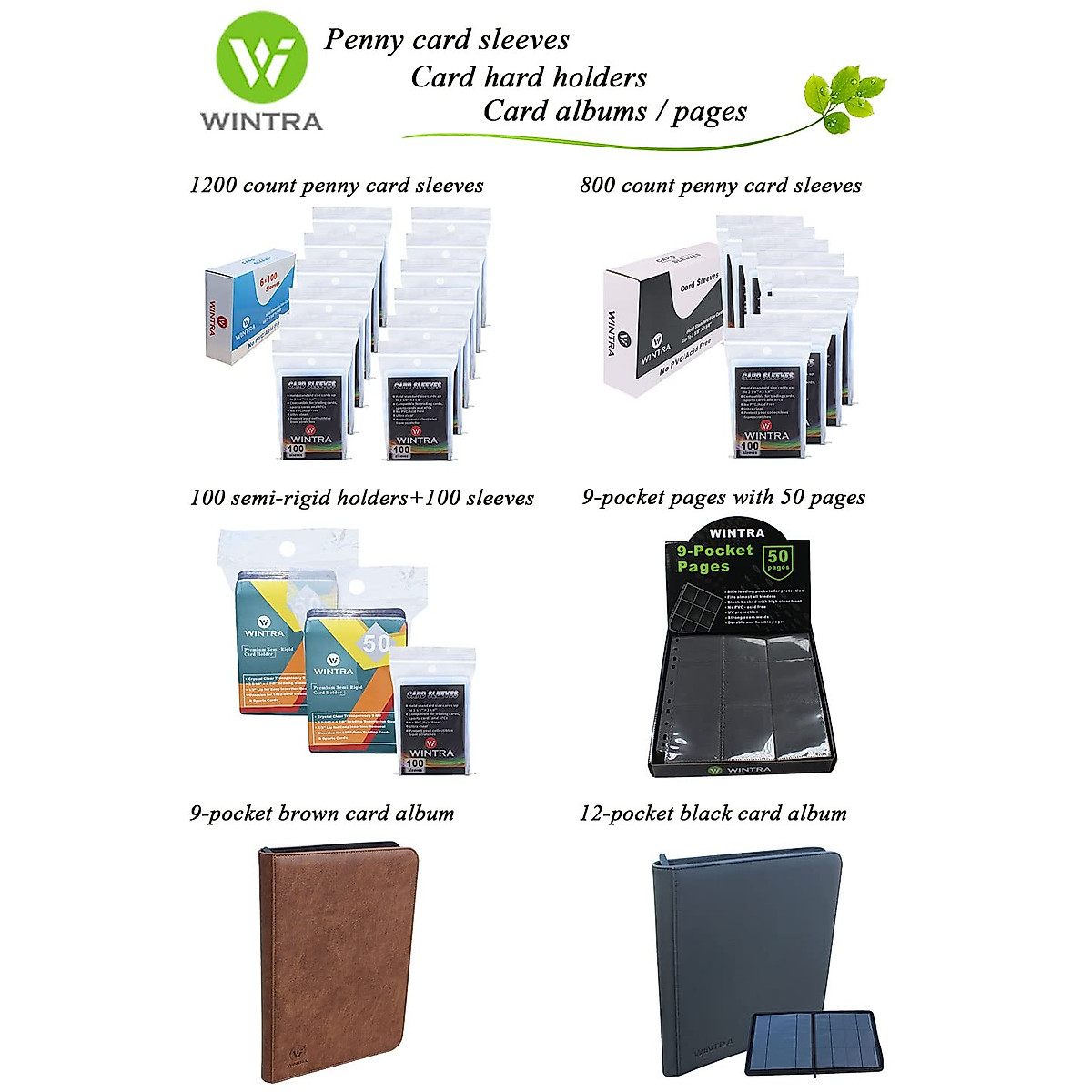 WINTRA 3" x 4" 100 Count 35pt Topload Hard Card Holder and 100 Count Penny Soft Card Sleeves Protectors Bundle for Trading and Sports Cards (100 topload + 100 Sleeves)