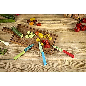 KUHN RIKON 22767 Colori+ Non-Stick Serrated Paring Knife with Safety Sheath, 19 cm, Herb