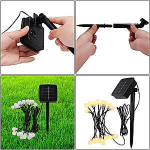 XUNATA 31ft LED String Lights, Solar Powered Flexible Waterproof 50 LEDs White Ball Lights for Indoor Outdoor Home Patio Lawn Garden Party Holiday Decorations(White)