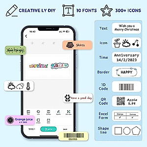 NUSIGN Label Maker Machine with Tape, Portable Bluetooth Label Printer, Wireless & Rechargeable Sticker Mini Label Makers with Multiple Templates Font Icon, White