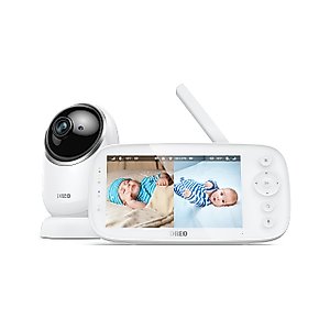 Dreo Baby Monitor, 5 Inches 720P HD Split Screen Video Baby Monitor with Camera and Audio, Infrared Night Vision, 2-Way Talk, Remote PTZ, 1000ft Range, 5000mAh Rechargeable Battery with VOX Mode