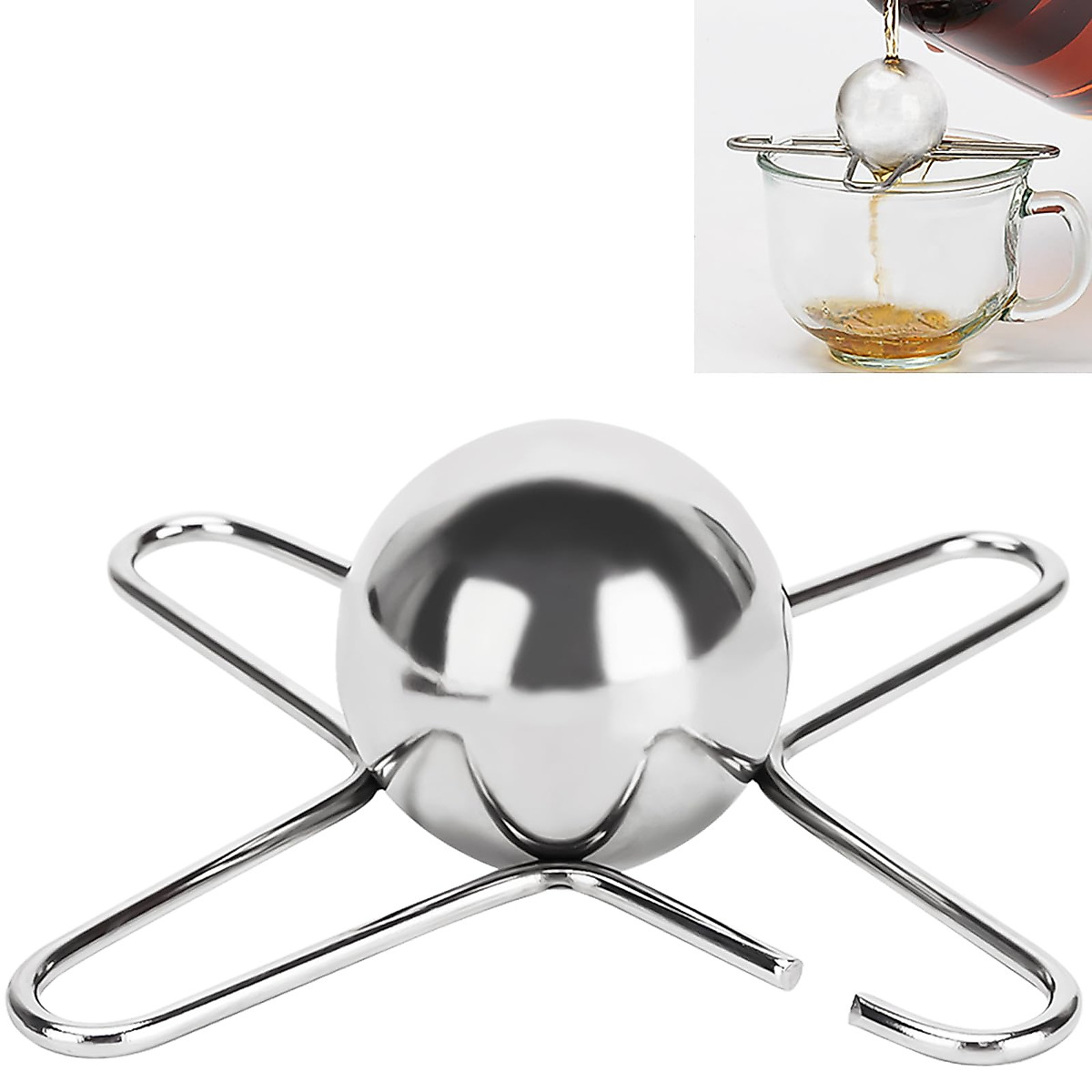 WEIGUZC Coffee Cooling Tool with Reusable Stainless Steel Ice Sphere - Unlock Coffee True Flavors, Also Ideal for Bourbon, Scotch, and Cocktails - 40mm Round Shape (1)