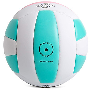 Runleaps Soft Indoor Volleyball Waterproof Volleyball Light Touch Recreational Ball for Pool Gym Indoor Outdoor (Pink/Light Blue, Size 5)