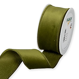 FloristryWarehouse Green Christmas Velvet Fabric Ribbon 2 inches Wide on 9 Yards roll. Wired Edge