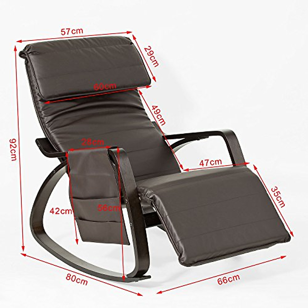 Haotian New Relax Rocking Chair Lounge Chair with Adjustable Footrest and Removable Side Bag, FST20-BR