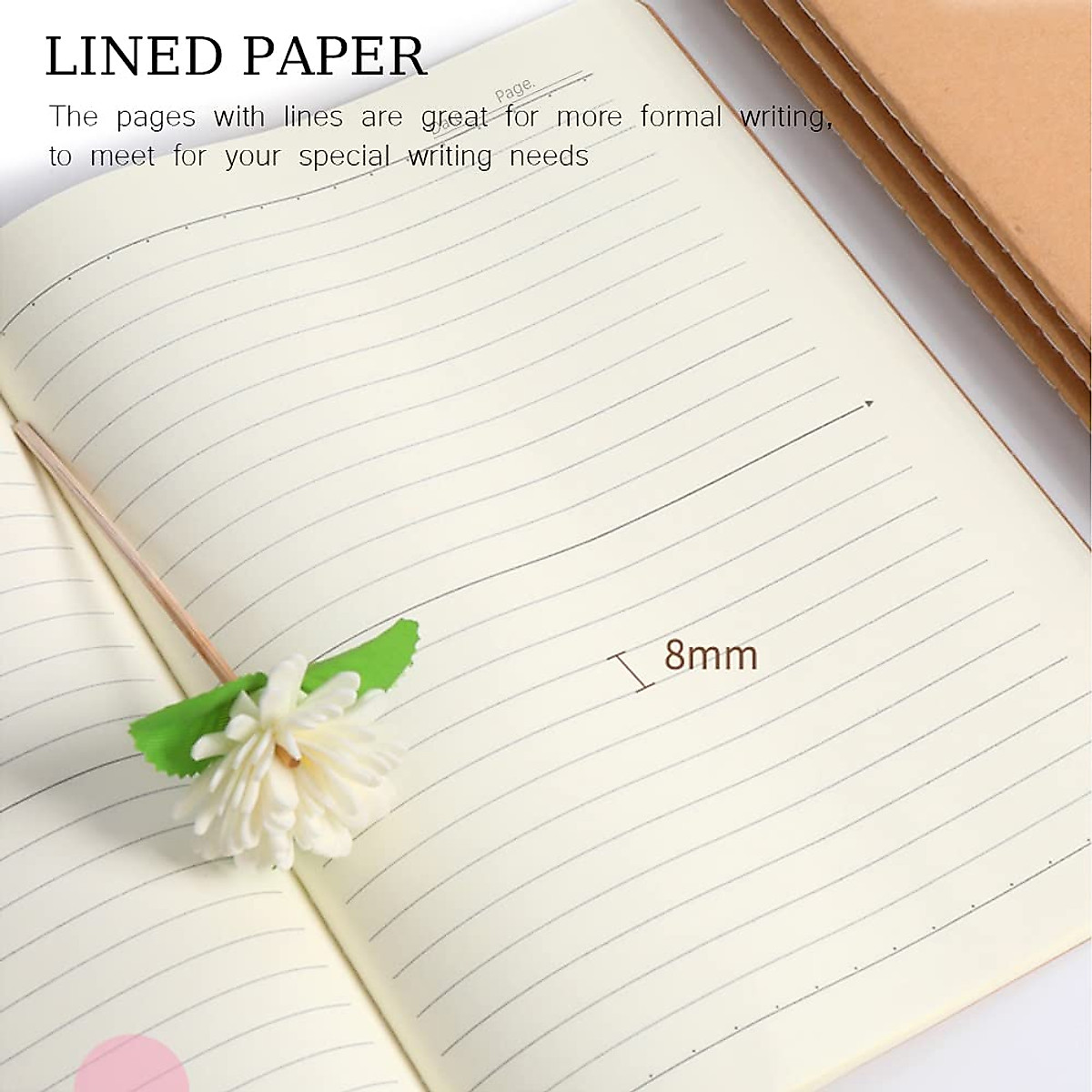 30 Pack Journal Notebook, Kraft Cover 80 Pages Lined Paper Journal for Traveler, Notes, Memo - Bulk Journals Sewn Brown Notebook for School Supplies, Office Supplies, 8'' x 5.6''