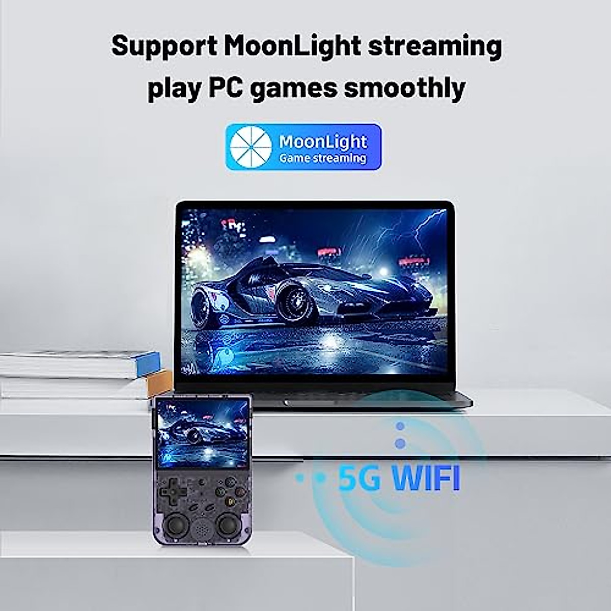 Daxceirry RG353V Retro Handheld Games Console 3.5" IPS Screen Android Linux Dual System RK3566 64 bit WIFI Bluetooth Video Player Pre-Installed 4452 Games Supports Wired Handle (DXR-RG353V-Purple T)