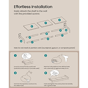SONGMICS Clothes Rack with Top Shelf, Wall Mounted Clothing Rack, with Hanging Rod, Loads up to 132 lb, 11 x 42.9 x 5.2 Inches, Entryway, Bedroom, Closet, Rustic Brown and Ink Black UHSR135B01