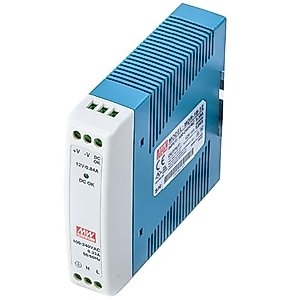 DynMach MDR-10-12 DIN Rail Mounted Power Supply - Input: 85-264VAC; Output: 12VDC, 0.84A, 10W; High Efficiency and Stability, Engineered for Small Scale Industrial Applications