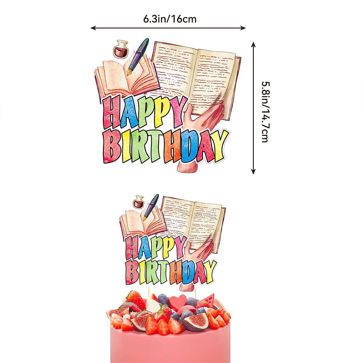 Books Party Decorations Book Club Birthday Party Supplies Includes Book Happy Birthday Banner Cake Topper Cupcake Toppers Balloons for Library Party Decorations