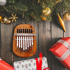GECKO Mini Kalimba Thumb Piano Portable Flat Board Kalimba 8 keys Mahogany Wood Handmade Mbira Finger Piano, Musical Instrument with Instruction and Tune Hammer Gift for Kids Adult Beginners (8 keys)