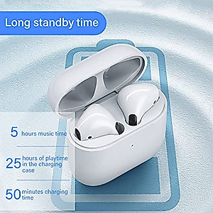 Wireless Earbuds Bluetooth Headphones IPX7 Waterproof Bluetooth Earbuds 25H Playtime Headset with Charging Case Wireless Bluetooth Earphones with Mic for iPhone/Samsung/Android (White)