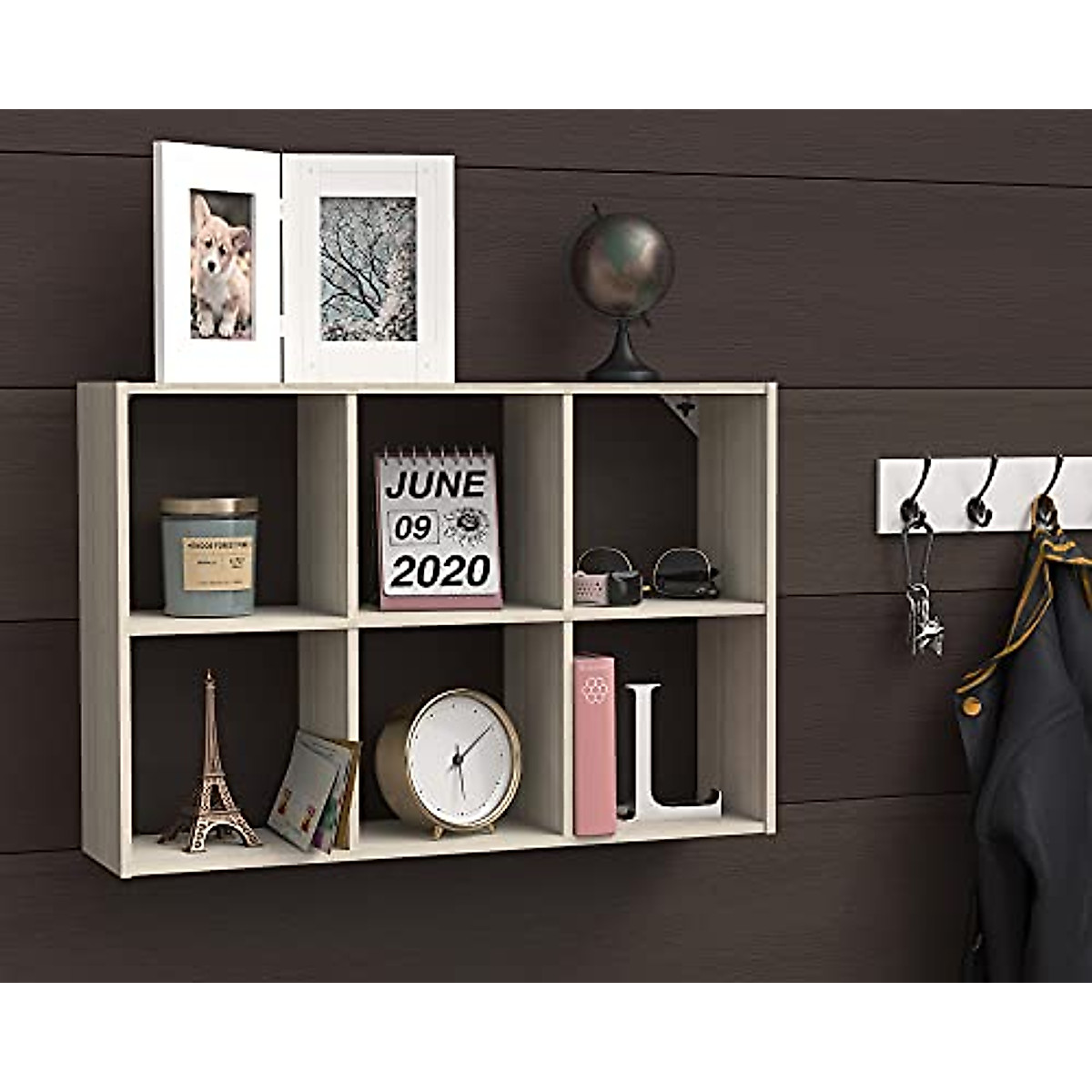 ClosetMaid 5430 Mini 6-Cube Desktop or Wall Mount Organizer, Bleached Walnut