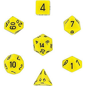 Polyhedral 7-Die Opaque Dice Set - Yellow with Black