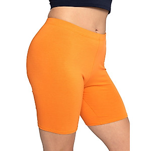 STRETCH IS COMFORT Women's Cotton Biker Shorts Orange Large