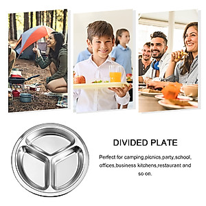 XCELLENT GLOBAL XG 2 Pack Stainless Steel Divided Plates Trays,3 Sections Thickened Round Plate Divided Snack Tray Perfect for Party,Picky Eaters HG656