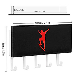 Street Skateboard Boy Key Holder for Wall Cuztomized PU Hooks for Entryway Front Door Hallway Office