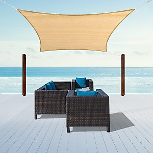 6' x 8' Sun Shade Sail Canopy Awning Permeable Fabric Pergola Cover, for Outdoor Patio Lawn Garden Backyard Carport, Beige