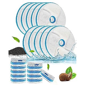 Rantizon Cat Water Fountain Filters 5 Pack Cat Fountain Filter Replacement, 5-Stage Filtration System Activated Carbon, Filter for 74oz/2.2L Automatic Cat Fountain, Pet Water Dispenser for Cats Dogs