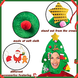 DomeStar Christmas Tree Hat with 7PCS Ornaments, Funny Christmas Hat, Novelty Santa Hat Crazy Hats Christmas Party Hat Dress Up Celebrations