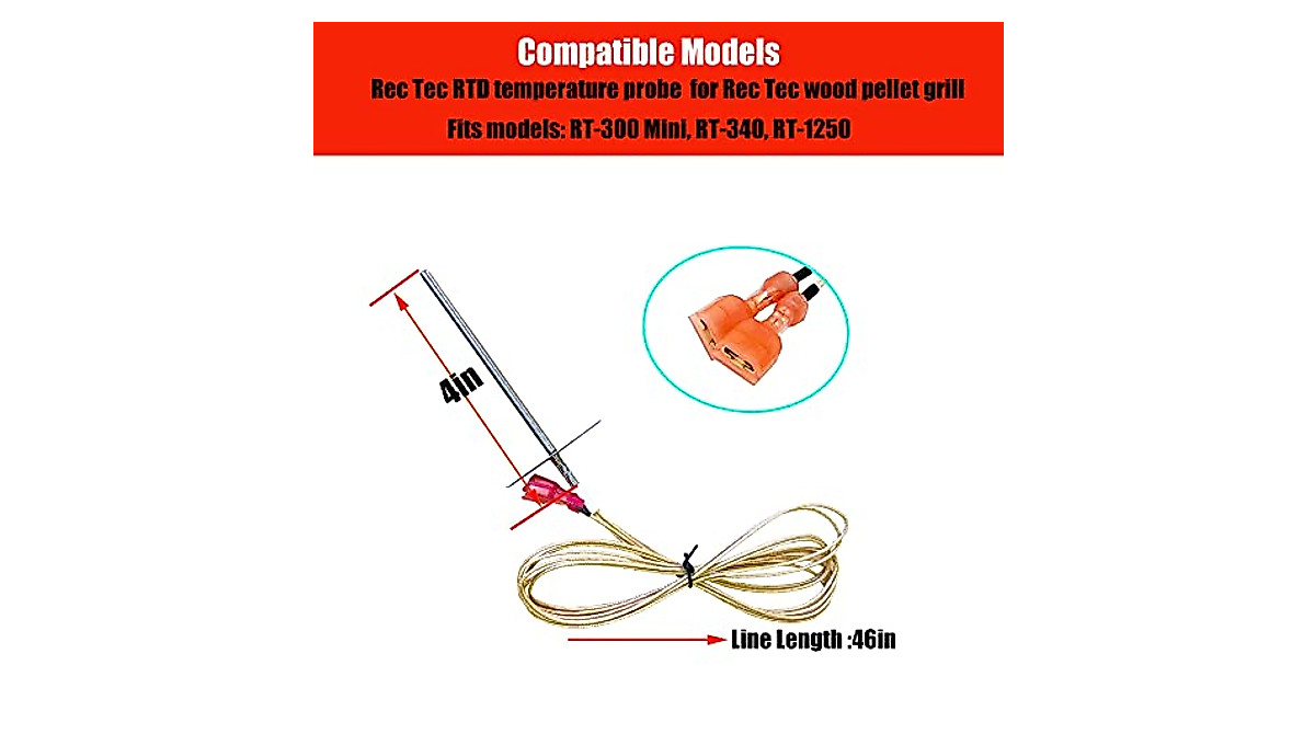 DONSIQIZZ 4" RTD Temperature Probe for Rec Tec Grills | Precise Monitoring