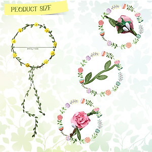 WILLBOND 48 Pcs Lady Girl Flower Crown Women Floral Garland Headbands Fairy Wreath Green Leaves Flower Girl Headpiece for Women Girls Wedding Festival Holiday Party Photography Props