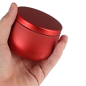 ARTIBETTER 12pcs Candle Tin Empty Tinplate Cans Round Candle Jars Candle Containers Candy Party Favors Box Holder 4oz for Candle Making Beads Buttons Storage Red