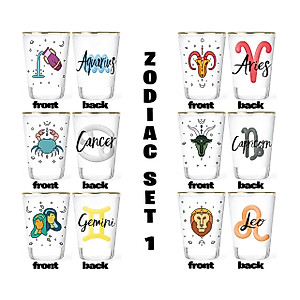 Zodiac Shot Glasses - Aquarius Shot Glass - Aries Shot Glass - Cancer Shot Glass - Capricorn Shot Glass - Gemini Shot Glass - Leo Shot Glass